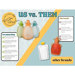 Eco Mama Shop: Toddler Reusable Silicone Food Pouches, 3 Pack, Squeeze Pouches for Kids, Refillable Pouches for Applesauce Yogurt and Purees, Baby Food Feeder