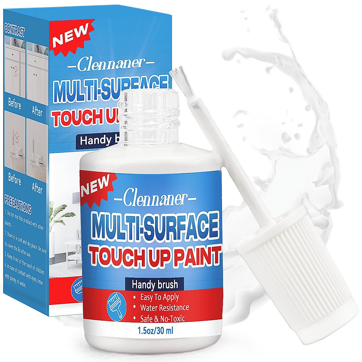 White Touch Up Paint, Multi-Surface Touch Up Paint Pen for Chips and Scratches, White Paint for Walls, for Wall Enamel Furniture Appliance Porcelain Cabinet Bath (Semi-Gloss)