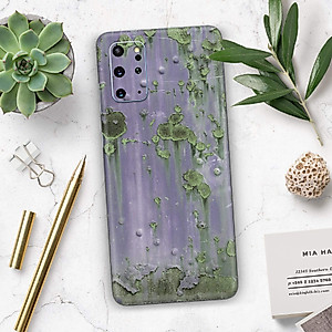 DesignSkinz Subtle Purple Metal with Light Green Rust Protective Vinyl Decal Wrap Skin Cover Compatible with The Samsung Galaxy S20 (Screen Trim & Back Glass Skin)