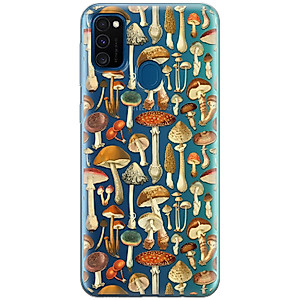 Cavka Phone Case Compatible with Samsung Galaxy A73 A72 5G A71 A54 A52 A42 A34 A32 A14 A11 Slim Botanical Vintage Fungus Amanita Cute Lightweight Transparent Autumn Forest Mushrooms Cover Design