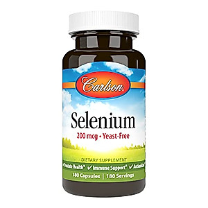 Carlson - Selenium, 200 mcg Yeast-Free, Prostate Health & Immune Support, Antioxidant, 180 capsules