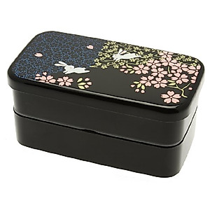 Kotobuki 2-Tiered Bento Box, Rabbit and Cherry Blossom
