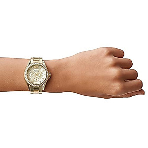 Fossil Women's Riley Quartz Stainless Steel Multifunction Watch, Color: Gold Glitz (Model: ES3203)