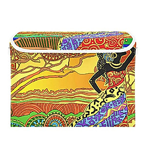 innewgogo African Woman Landscape Storage Bins with Lids for Organizing Dust-proof Storage Bins with Handles Oxford Cloth Storage Cube Box for Dog Toys