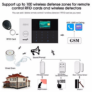 KEEPWORD WiFi IP GSM Tuya Wireless Intelligent Home Office Security Alarm Burglar Anti-Theft System,RFID Access,Auto Dialer,Easy Install
