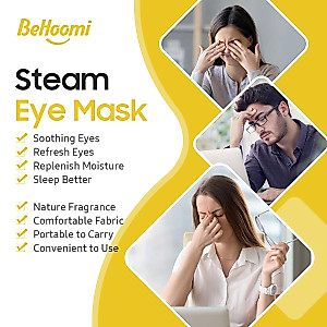 BeHoomi Steam Eye Mask, 10 Packs Heated Eye Mask, Self Heating Disposable SPA Warm Compress for Eyes Sleep Mask, Soothing Moist Heat Eye Masks, Travel Essentials & Relaxation Gifts (Chamomile Scent)
