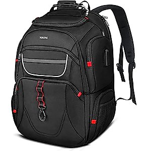 Travel Laptop Backpack, Large Expandable Backpacks with USB Charging Port, Anti Theft College School Bookbag Airline Approved, TSA Business Bag Gift for Women Men Fit 17.3 Inch Computer, Black