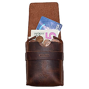 Hide & Drink, Card Organizer Pouch, Holds Up to 12 Cards Plus Folded Bills, Coin Holder, Vintage Case, Stylish Accessories, Full Grain Leather, Handmade, Bourbon Brown