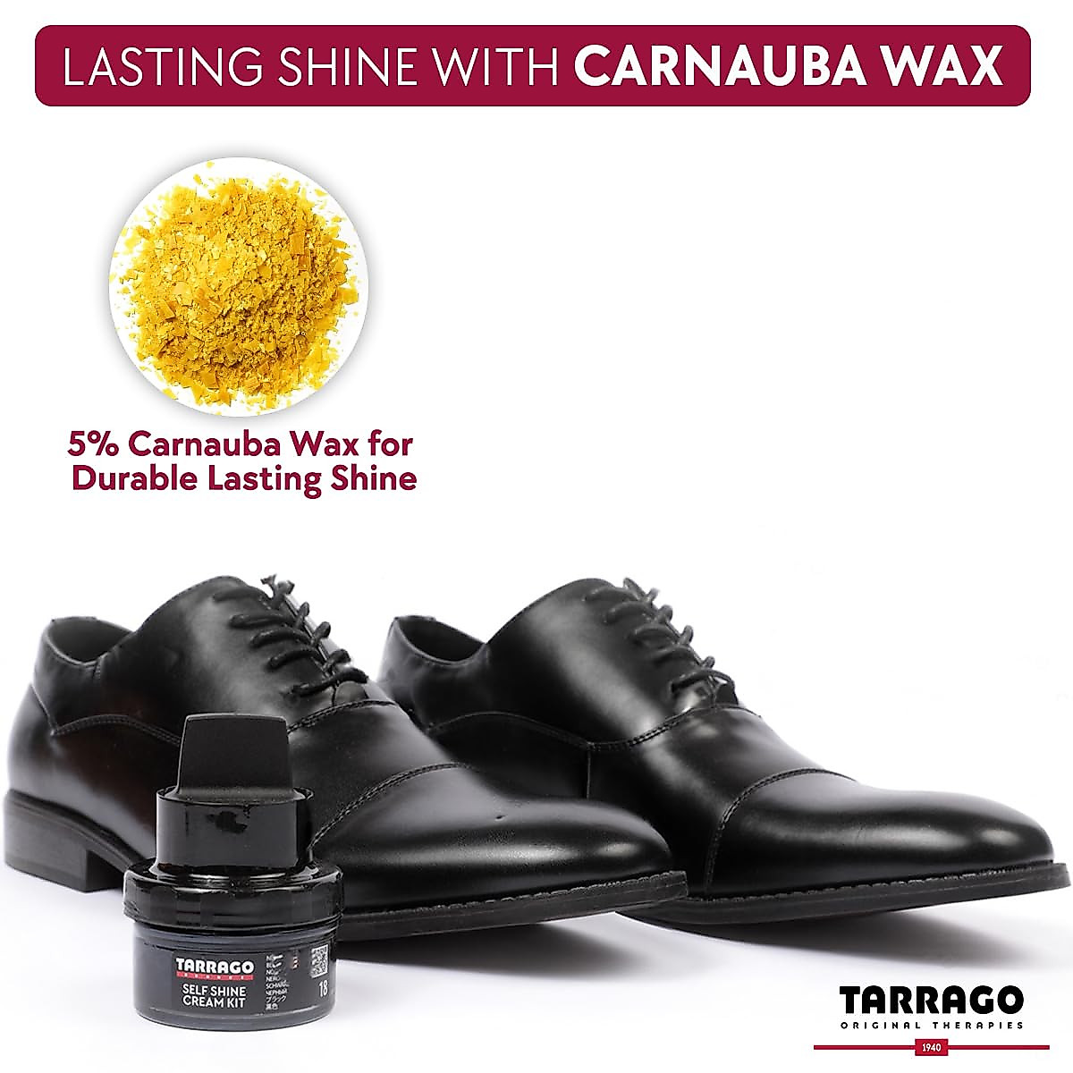 Tarrago Self Shine Shoe Polish with Applicator – Quick Shine Shoe Cream for Leather Boots and Shoes - 1.76 Fl. Oz – Black #18