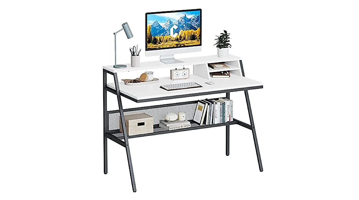 CubiCubi Computer Desk with 2 Storage Drawers, Home Office Writing Desk ...