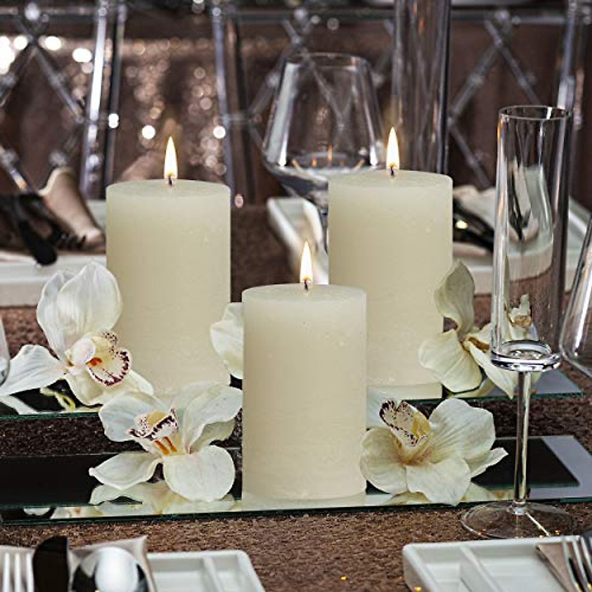 Bolsius Rustic Set of 6 Pillar Candles 2.75X 5 Inch Ivory - Romantic Unscented Dripless Dinner Decoration Table Candles Modern Look Great for Wedding, Home Décor, Bath, Gifts, (130x68mm)