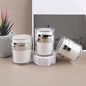 Uonlytech 3pcs Press Cream Jar Refillable Travel Jars Lotion Pump Bottle Airless Pump Jars Lotion Cosmetics Bottle Sunscreen Face Lotion Airless Sub Cream Jars Pp Empty Lotion