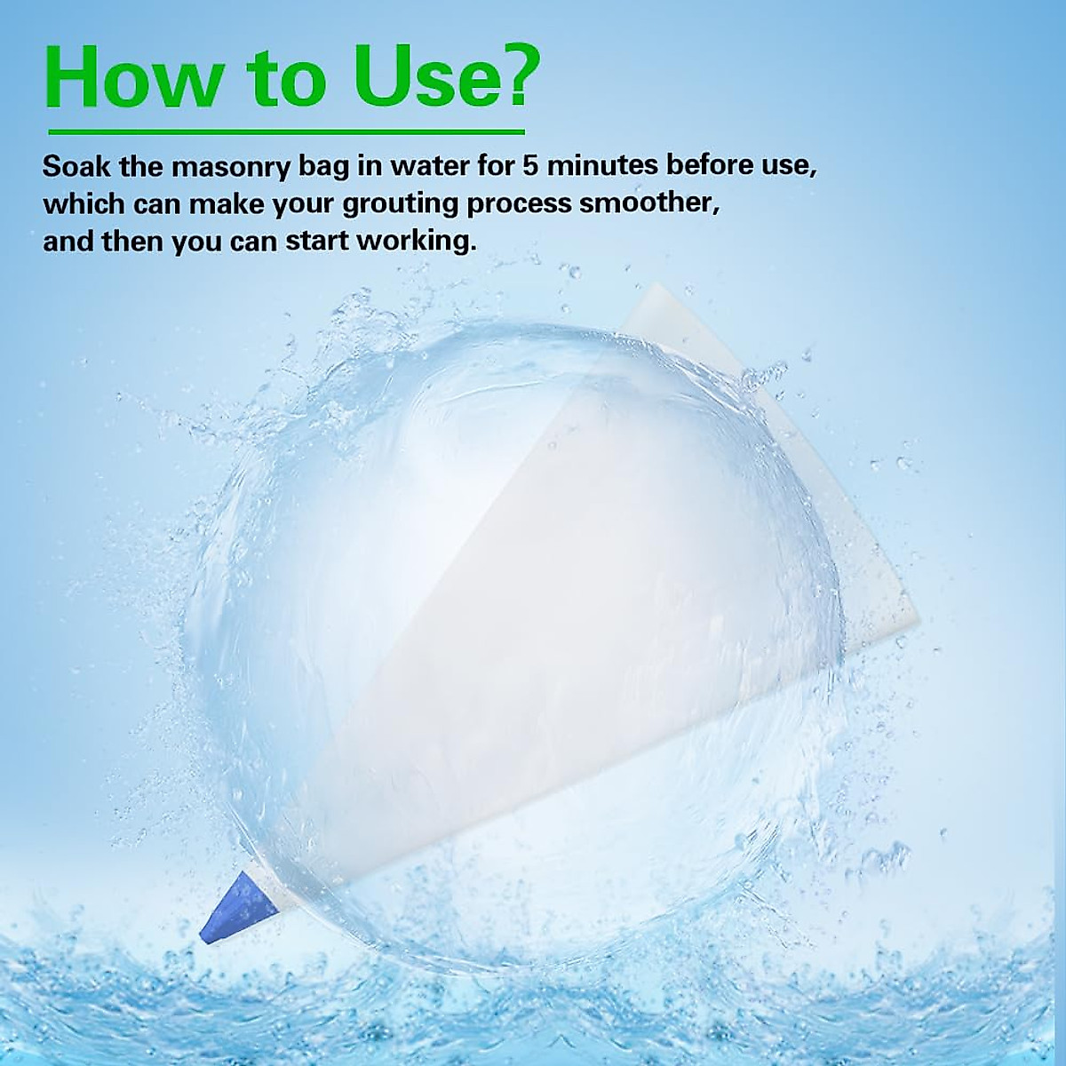 Tahikem 3 Pack Tile Grout Masonry Mortar Bag, 12" by 24" Heavy Duty Tear Resistant Puncture Tip Cement Sealer Bag, Mortar Bag Masonry, Grout Bag for Tile Installation, Grouting Bag (12x24 inch, Blue)