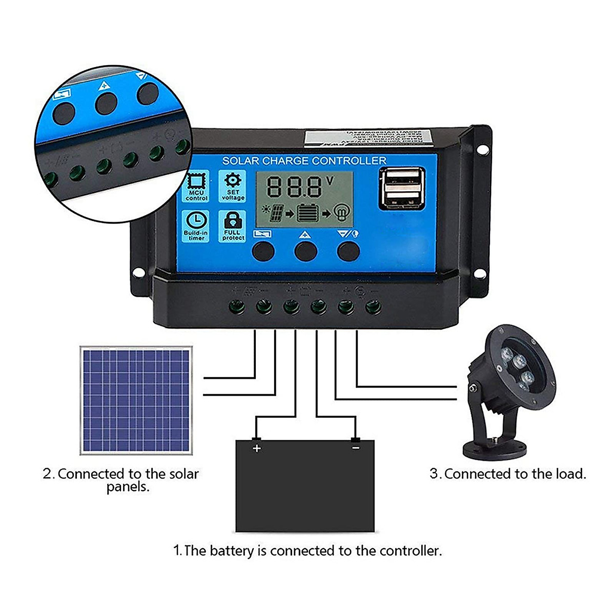 12V 24V Solar Panel Controller MPPT Solar Controller Photovoltaic Regulator LCD Display MPPT Solar Charger Aluminum Alloy Shell (100A)