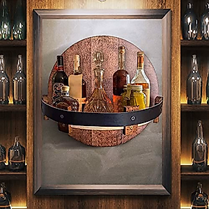 Whiskey Barrel Rack Vintage Wooden Liquor Bottle Display Shelf Kitchen Barware Mini Bar Wall-Mounted Shelves Rack Holders New