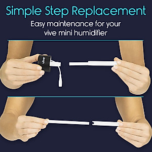 Vive Mini Humidifier Filter Replacements (8 Pack) - 90 Days Per Stick - For Travel, Car, Baby Bedroom, Office - Portable Clean Personal Cooling Air - Cotton Fiber Wicks