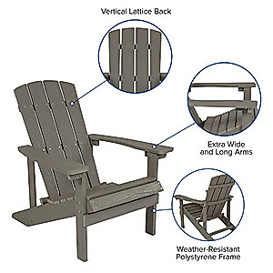 Flash Furniture Charlestown Poly Resin Adirondack Chair - Gray - All Weather - Indoor/Outdoor