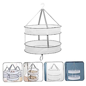 Alipis 2pcs Double Clothes Basket Collapsible Laundry Drying Rack c fold Towels Foldable Laundry Rack Towels Drying Hanger Underwear Drying Hanger Foldable Cloth Dryer Towels Drying net