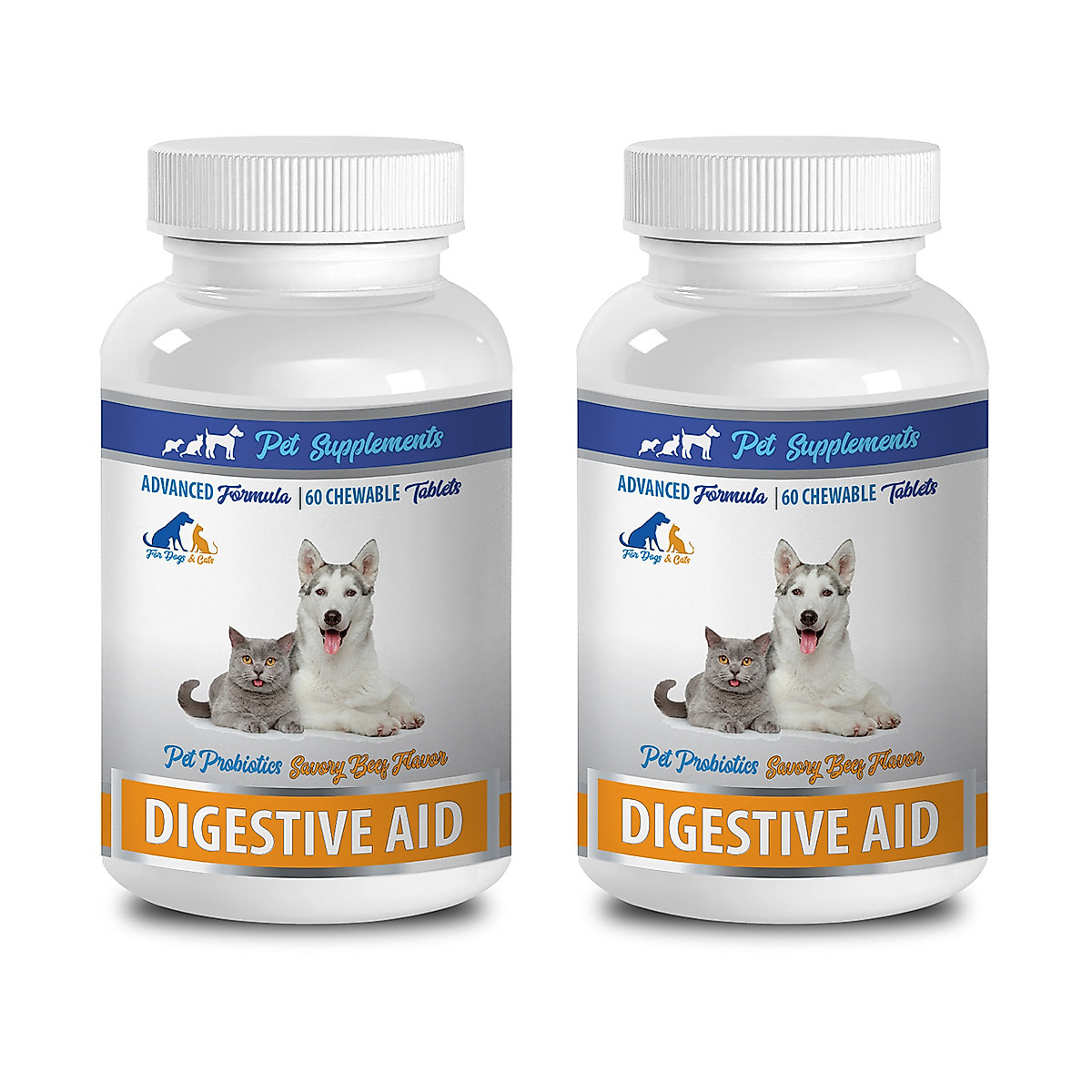 pet Digestive enzymes for Dog - Pet Digestive Aid - Probiotics - for Dogs and Cats - Chewable - Dog Supplement - 2 Bottle (120 Chews)