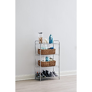 Rubbermaid 4-Tier Heavy Duty Wire Shelf, Satin Nickel, Easy Assemble with Hardware Included, for Food/Laundry/Closet Home Storage Use