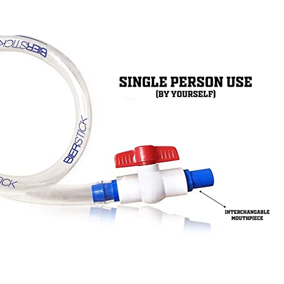 Beer Bong Tube and Funnel with Valve, Optional Single or Double Header Y-Attachment, 5 Interchangeable Mouthpieces, Shotgun Keychain Tool - Kink-Free Hose for Bierstick Beerbong