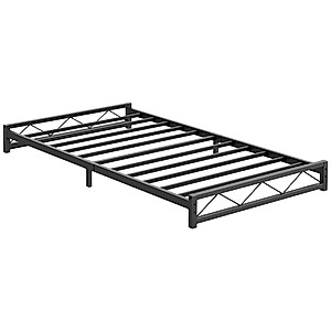 SUNNYFURN 6 Inch Twin Size Metal Bed Frame Heavy Duty Steel Slat Support Metal Platform Bed Frame Sturdy Twin Size Bed Frame No Box Spring Needed Easy Assembly, Noise Free, Suitable for Bedroom Black