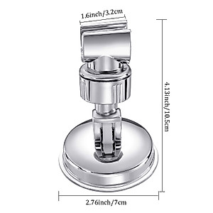 Shower Hand Held Holder Adjustable Suction Cup Shower Head Holder Universal Mounting Bracket Plastic ABS with Chrome Polished for Marble Glass Metal Ceramic (1, Silver Wrench)