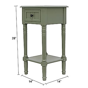 Decor Therapy Simplify Side Storage Drawer Accent Table, 14 in W x 14 in D x 28 in H, Antique White