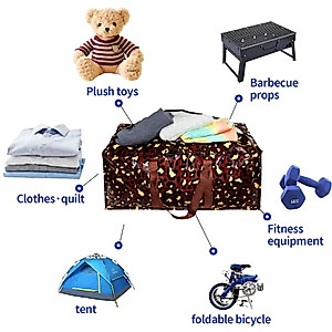 QHSWEET 4 Packs Over-sized Storage Totes Moving Bags Load Capacity up to 85L 60 Pounds for Travelling Moving Camping Christmas Decorations Storage Compatible with IKEA Frakta Cart