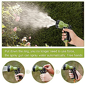 Automatic Hose Reel Retractable,Garden Hose Reel with Wall Mount,Water Hose Reels for Outside,1/2''x 92+6.5Ft Water Hose,9 Pattern Hose Nozzle,180° Swivel Bracket,Any Length Lock for Garden Hose Reel