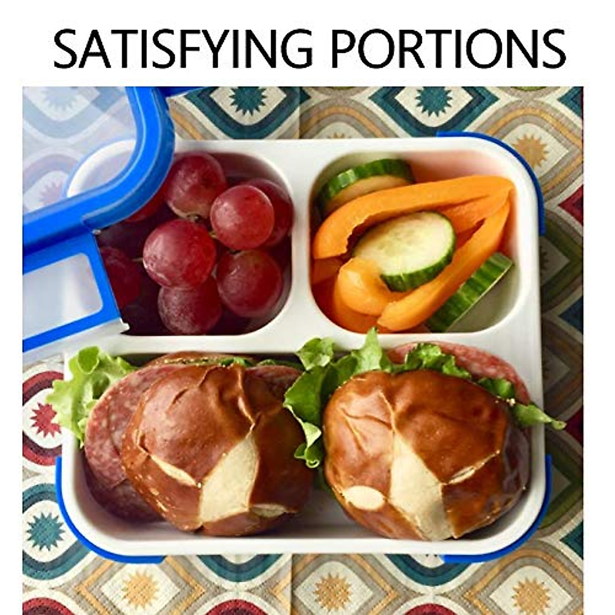 kinsho Bento Boxes for Kids, Lunch Box Set for Boys Girls Toddlers, Leakproof 3 Compartment Containers for Meal or Snack, For Pre-School Travel Work, BPA Free. Blue Orange 2 Pack Medium - Small