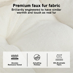 OAKHAM Comfy Saucer Chair for Adults, Soft Faux Fur Folding Lounge Chair for Bedroom Living Room Dorm Rooms Flexible Reading Chair for Teens Kids, X-Large Foldable Chair (Faux Fur-White)