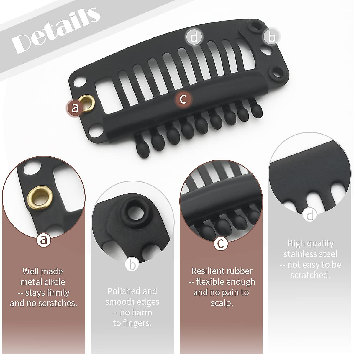 Dreamlover Hair Extension Clips, Wig Clips to Secure Wig, 9 Teeth, 30 Pieces