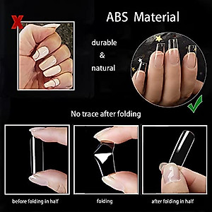 Square Nails - 500Pcs Clear Acrylic Full Cover Nail Tips with 10Pcs Nail Glue for DIY Nail Art