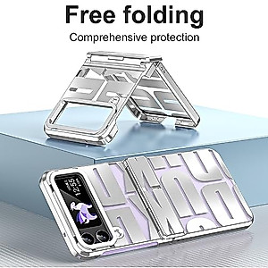 Cell Phone Case Ultra-Thin Lightweight Case Compatible with Samsung Galaxy Z Flip 4 with Hinge+Camera Lens Protector Shockproof Full Protective Rugged Cover (Electroplating) with Hard Protective Body