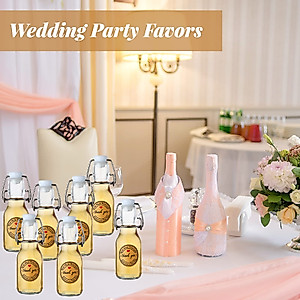Queekay 20 PCS Mini Flip Top Glass Bottle with Stoppers Decorative Swing Top Bottles Small Glass Bottles with Lids Kraft Adhesive Round Stickers for Wedding Themed Party Favors(4.05 oz, 20 Pcs)