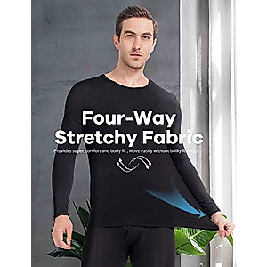 MANCYFIT Thermal Underwear for Men Long Johns Set Fleece Lined Ultra Soft (Black, Large)