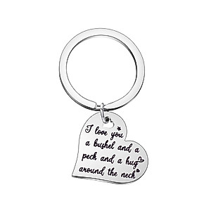 Heart-shaped Pendant Keychain I love you a bushel and a peck Gifts for Women Girls (KEYCHAIN)