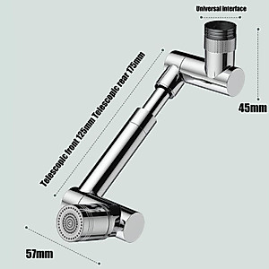 Timnamy Faucet Attachment, Rotating 1440° Robotic Arm Faucet Universal Model, Rotating Faucet Extender for Bathroom and Washbasin Sink with 2 Sprayer Modes (1*Black)
