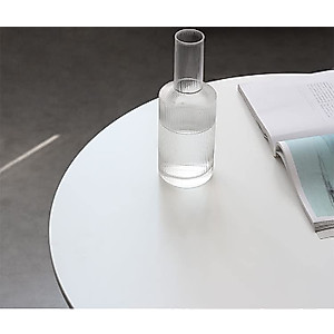 MIINO Round Modern Style Solid Wood Dining Table Dining Furniture with Tulip Base, Small Table for Office Small Coffee Table for 2, White, 23.6" W