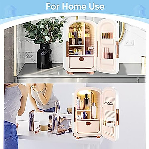 H HUKOER Skincare Fridge Mini Fridge for Bedroom Skincare Fridge with Drawer for Makeup Storage Skin care Tools 12-liter Esthetician Supplies for Bedroom to Cool Down Skincare Products (White)