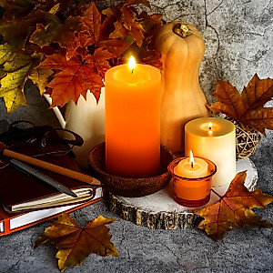 3 Pack 3×6 Inch Orange Pillar Candles, Unscented Fat Candles for Home Restaurants Fall Halloween Harvest Decoration, Smokeless Dripless and Clean Burning