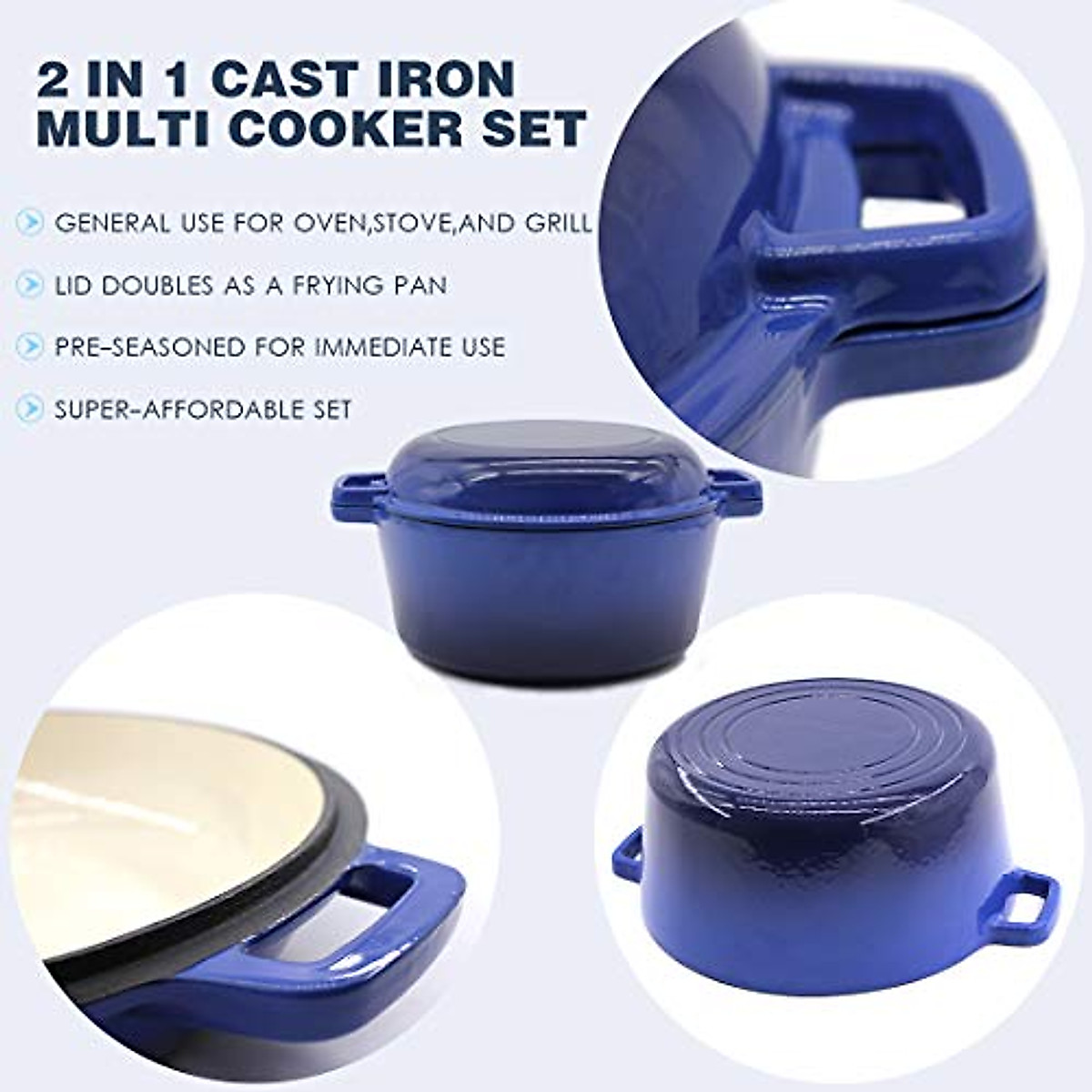 Enameled Cast Iron Dutch Oven for Bread Baking, 5.5 QT Dutch Oven Pot with lid, Induction Compatible, Marseille