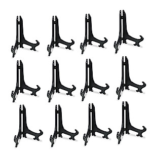 Artliving 4 Inch Black 12pcs/Set Plastic Easels Plate Display Stands Picture Frame Stand Holder