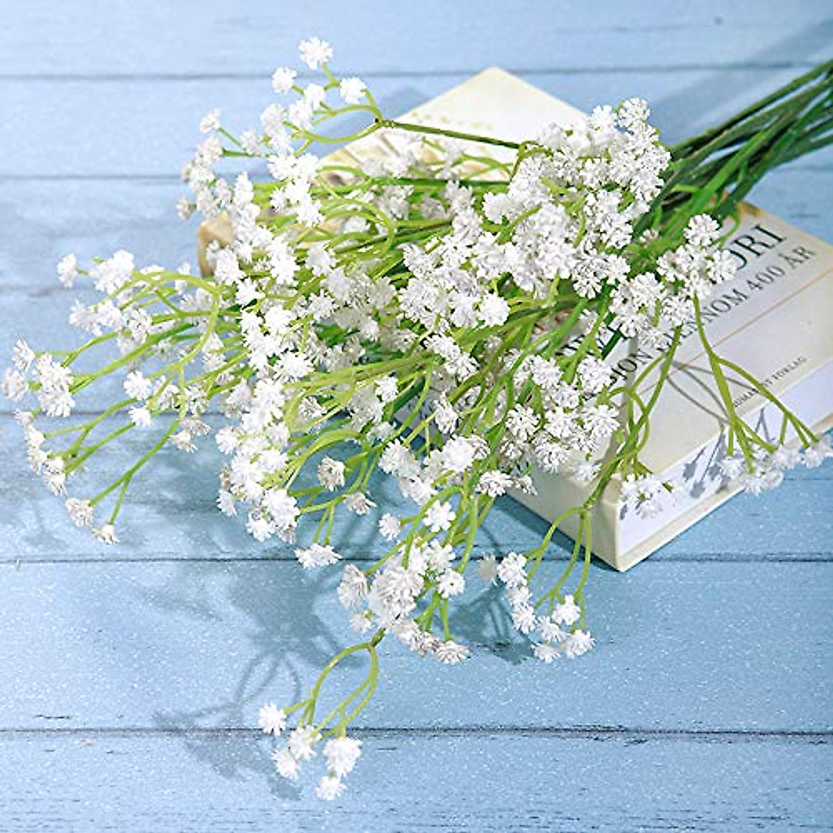 YSBER 10Pcs Baby Breath/Gypsophila Artificial Fake Silk Plants Wedding Party Decoration Real Touch Flowers DIY Home Garden(White)