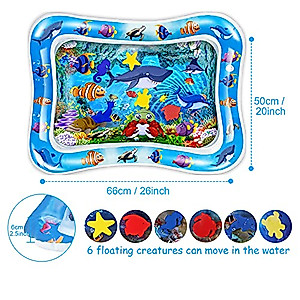 Marysay Tummy Time Water Mat Infant Toys 3 6 9 Months Baby Inflatable Play Activity Center for Newborn Boys Girls