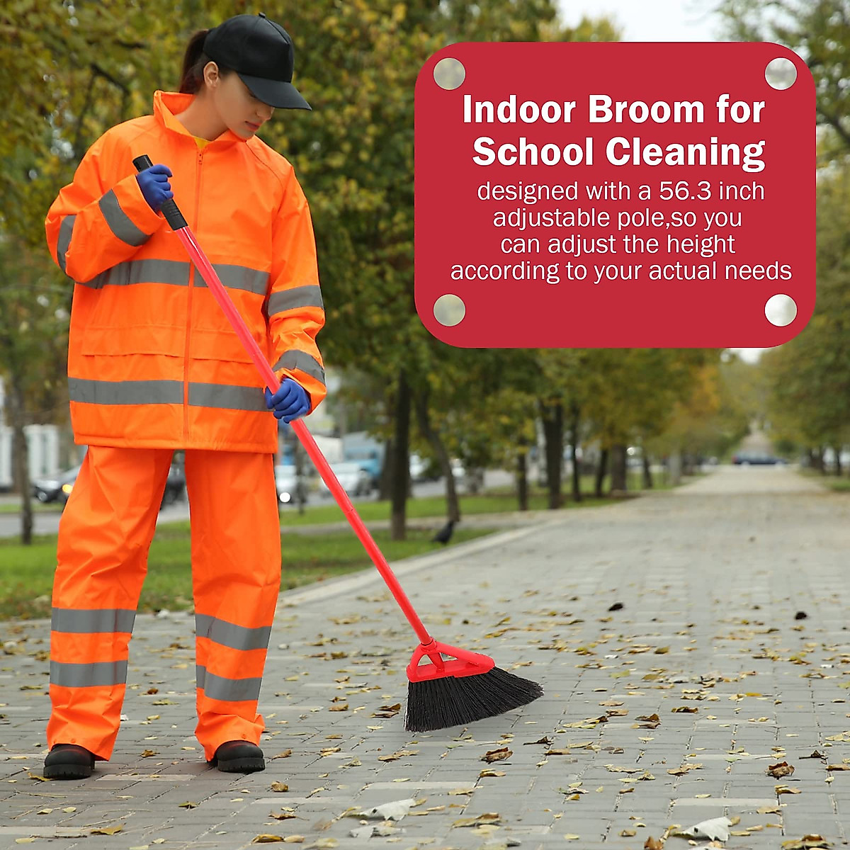 Gerrii 5 Set Broom and Dustpan Combo Set 52.8 Inch Height Broom and Dustpan Set for Home Angle Kitchen Broom Dustpan Cleaning Set for Indoor Kitchen Lobby Office Garage Floor Sweeping