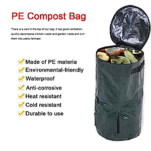 Mintata Collapsible Compost Bag, 2 Sizes Kitchen Garden Yard Organic Waste Compost Bag Environmental Friendly PE Growers Bags (Size : 3560cm)