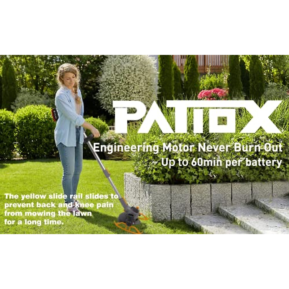 PATIOX Weed Wacker Cordless, Electric Weed Trimmer Rechargeable 3 in 1, One 2.5 Ah Battery Powered Weed Whacker Cordless 20V Grass Edger Trimmer with Blade and Charger (One Battery)