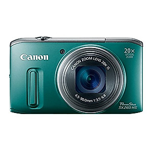 Canon PowerShot SX260 HS 12.1 MP CMOS Digital Camera with 20x Image Stabilized Zoom 25mm Wide-Angle Lens and 1080p Full-HD Video (Green) (OLD MODEL)